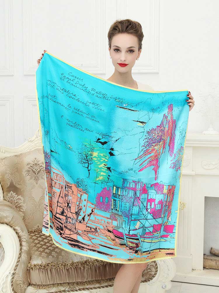 Woman's 100% Silk Twill Large Square Scarf 35" - Enjoy Natural Silk
