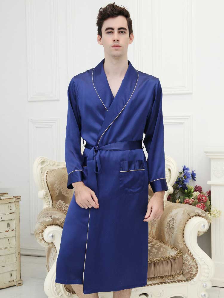 Pure Silk Long Robe For Men Size US S - XXL - Enjoy Natural Silk